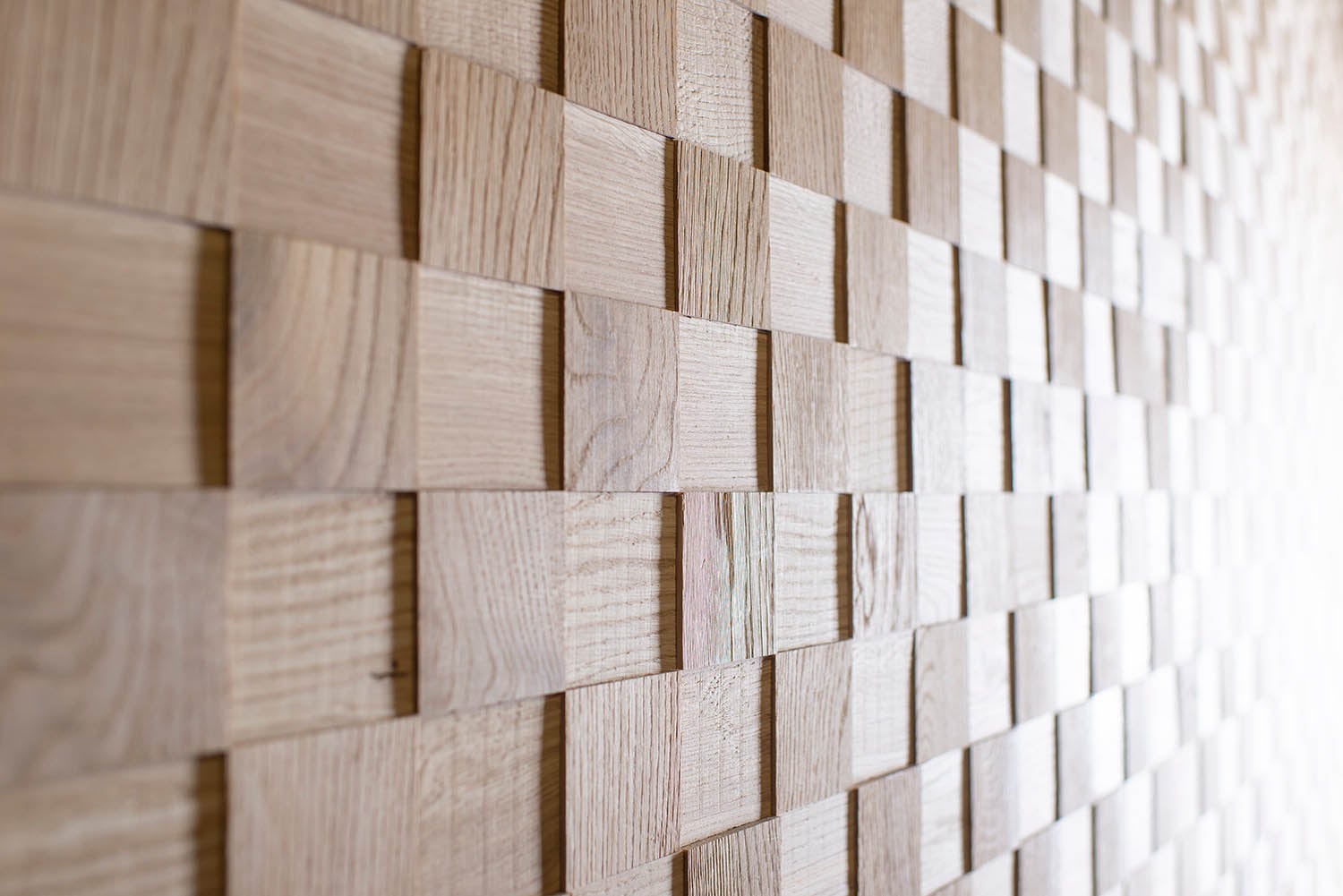 Panel de pared de madera de roble macizo con efecto ajedrez 3D ...