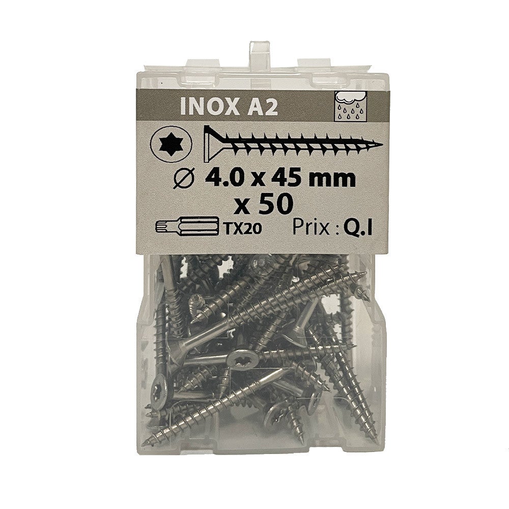 Boite 50 vis agglo 4 x 45mm tête fraisée Torx filetage partiel | Leroy ...