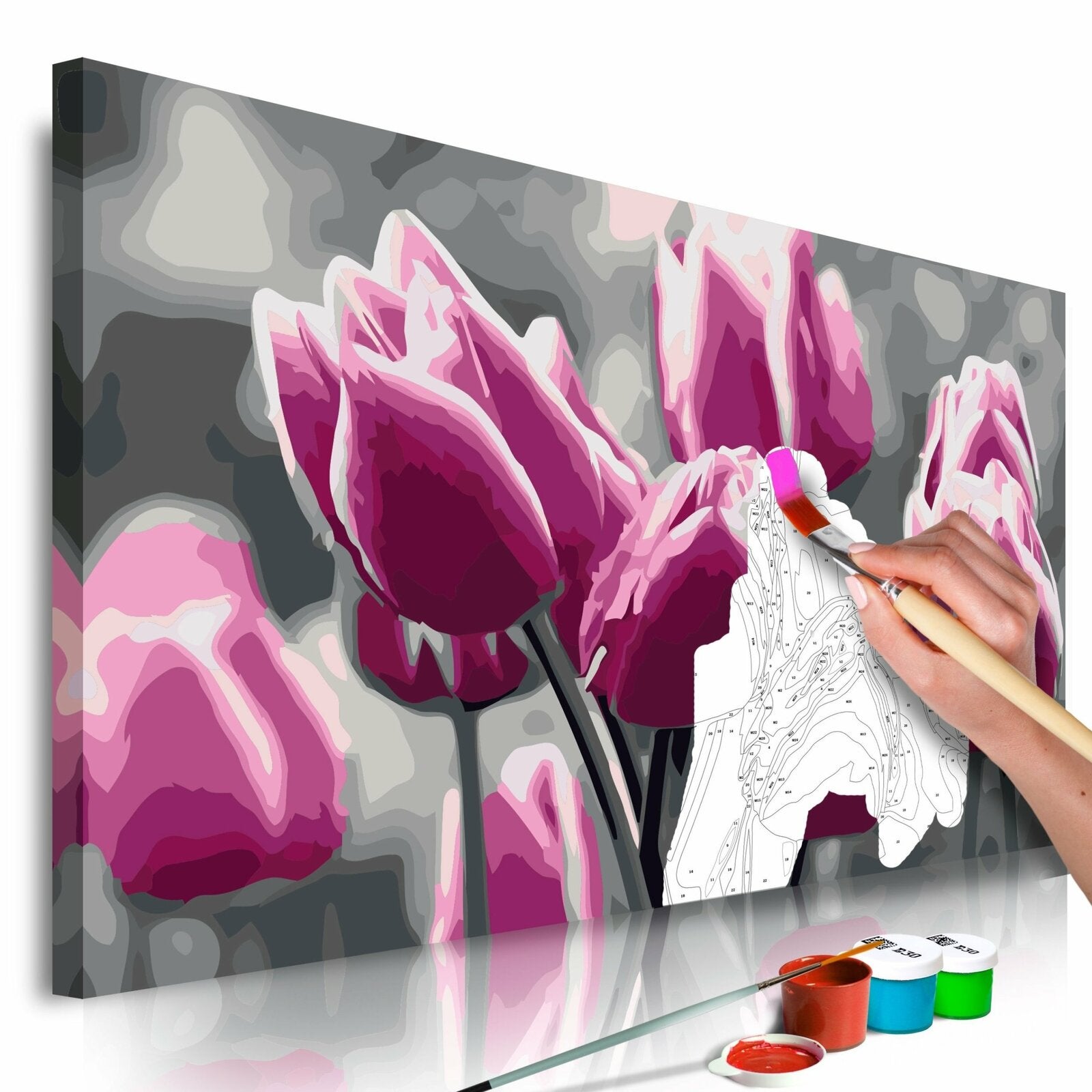 Tableau à peindre tulipes stylisées violet et rose 60 x 40 cm Rose et ...