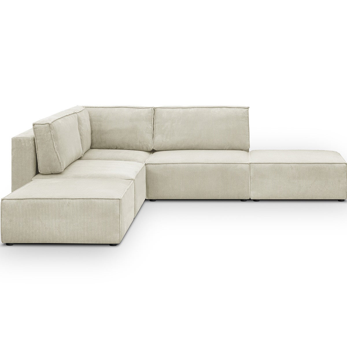 Canapé d'angle à gauche modulable 4 places avec 2 poufs en velours ...