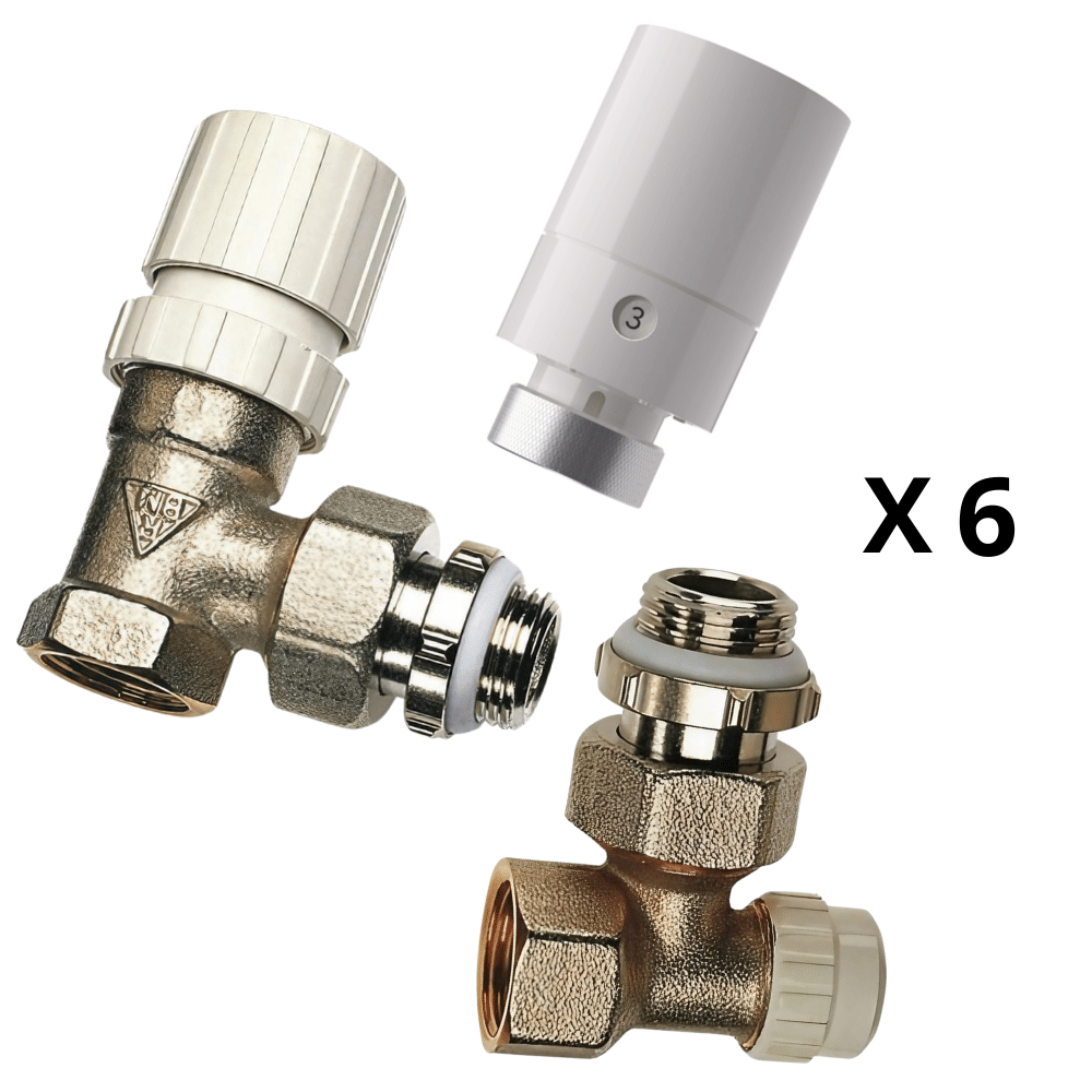 Kit 6 robinets thermostatiques + 6 coudes de retour 1/2 équerre RBM ...