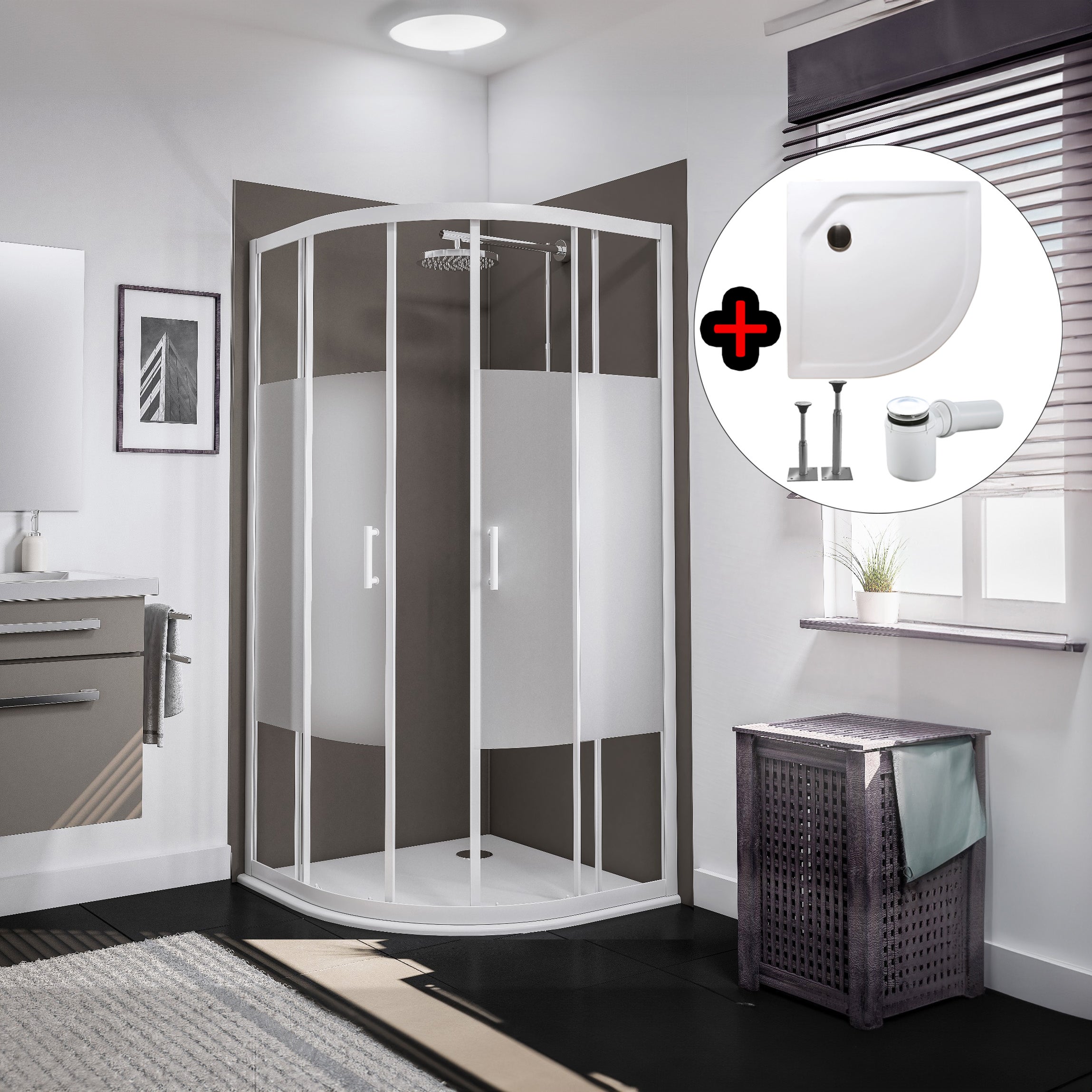 Schulte pack paroi de douche accès d'angle arrondi + receveur ...