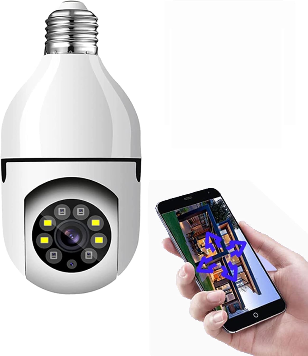 Caméra à ampoule 360°, caméra de surveillance sans fil avec contrôle à ...