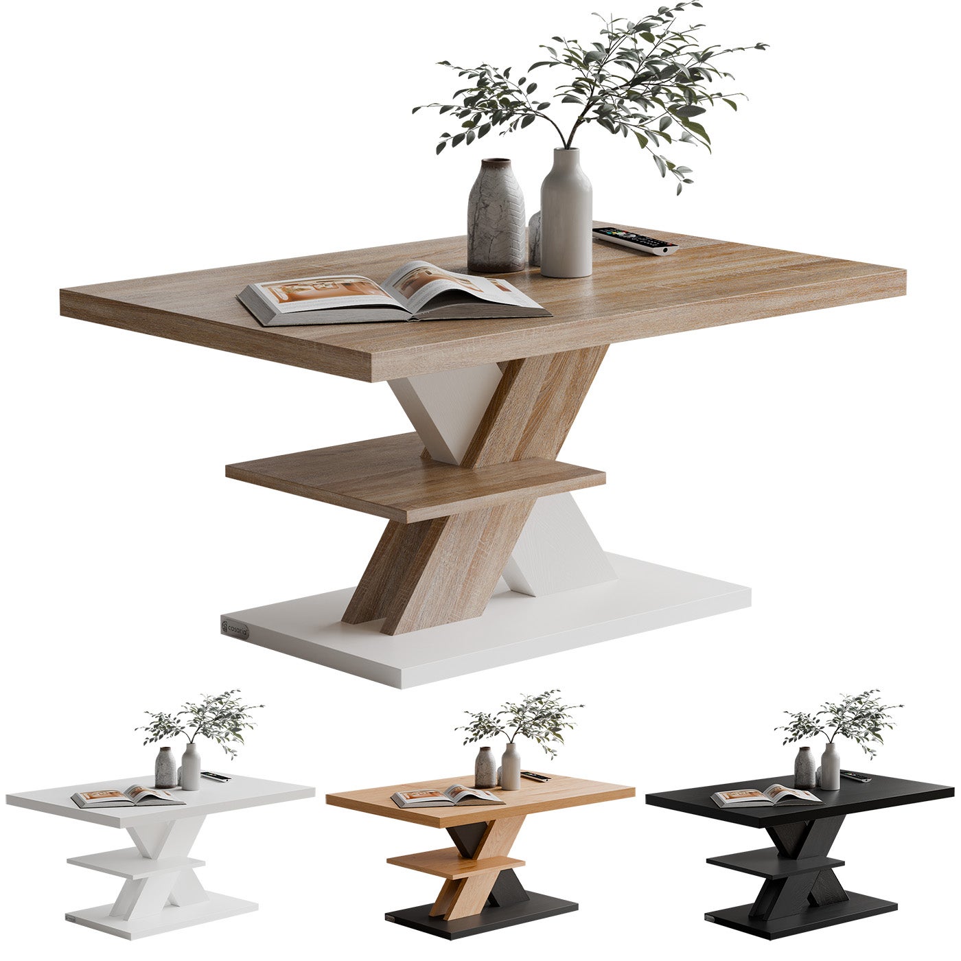 CASARIA® Table basse blanche 90x60x45cm Table de salon 50kg Table basse ...