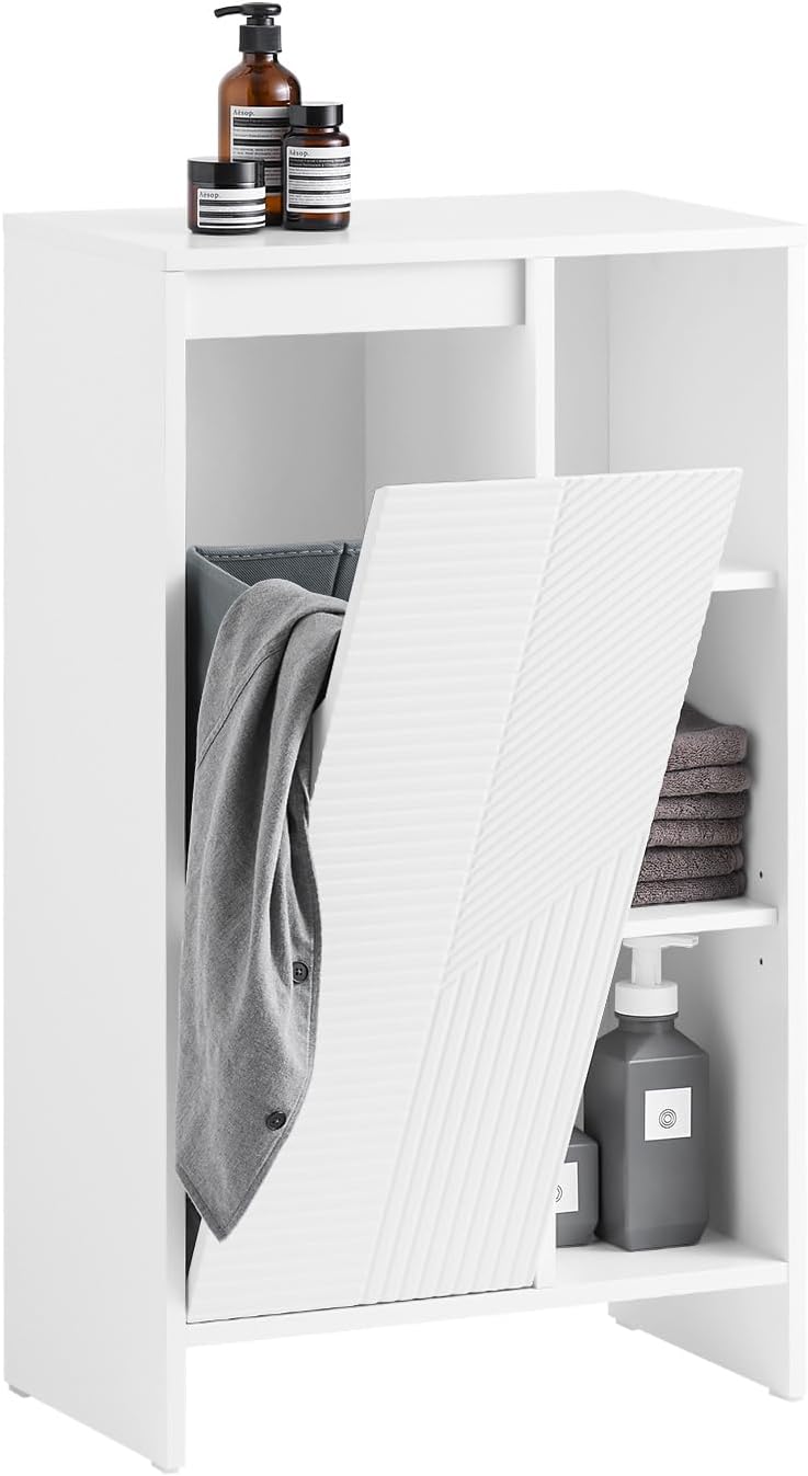 SoBuy BZR156-W Armoire à Linge avec Sac à Linge, Meuble Bas, 1 Panier à ...