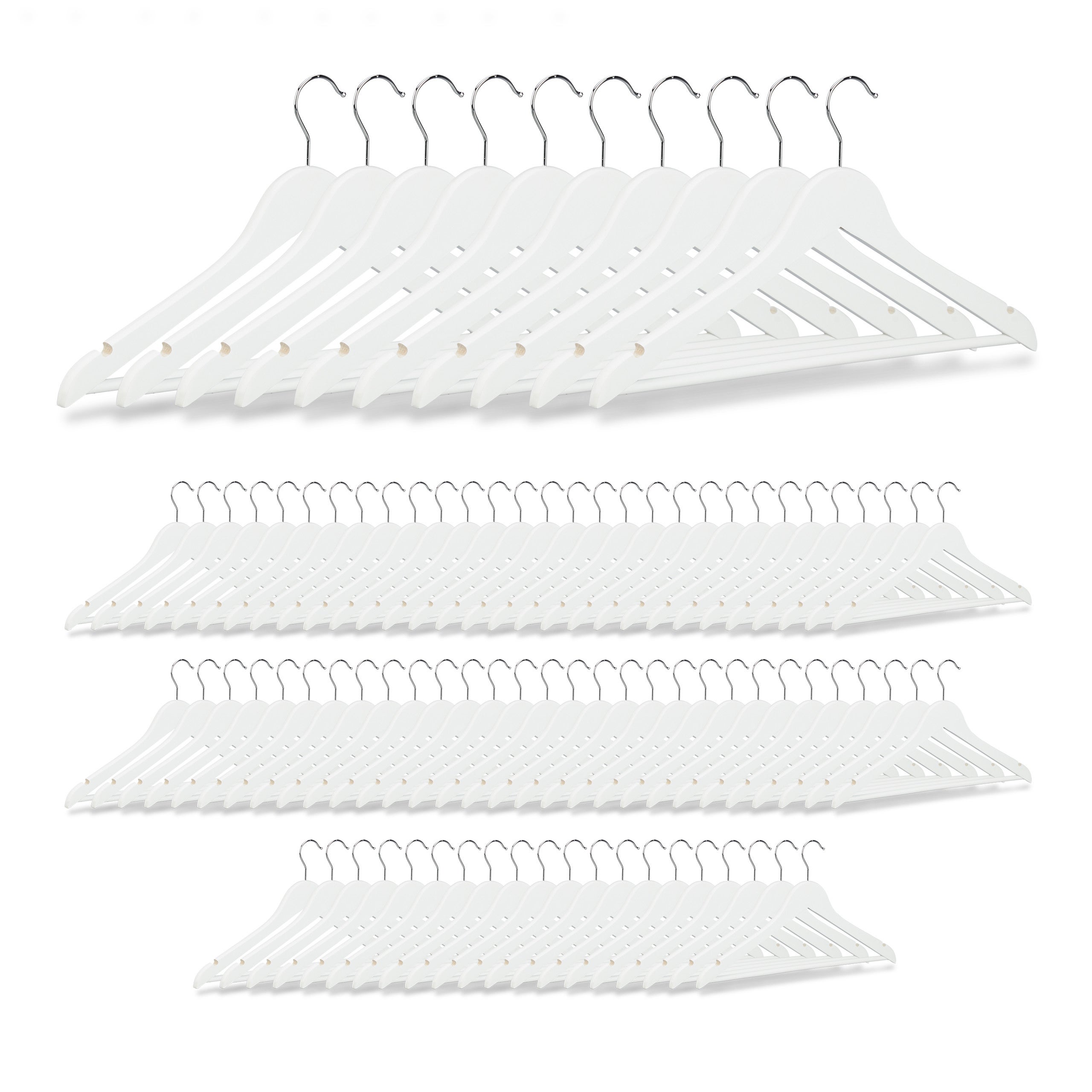 Pack 90 Perchas Ropa con Gancho Giratorio, Madera, Blanco, 44,5 cm de ...