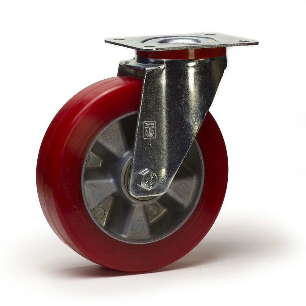 Roulette pivotante diamètre 200 mm polyuréthane SOUPLE REDTHANE® ROUGE ...