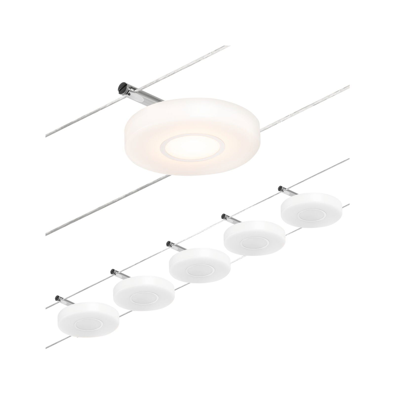 CorDuo Système sur câbles LED DiscLED Kit de base 5x200lm 5x4,5W 3000K ...