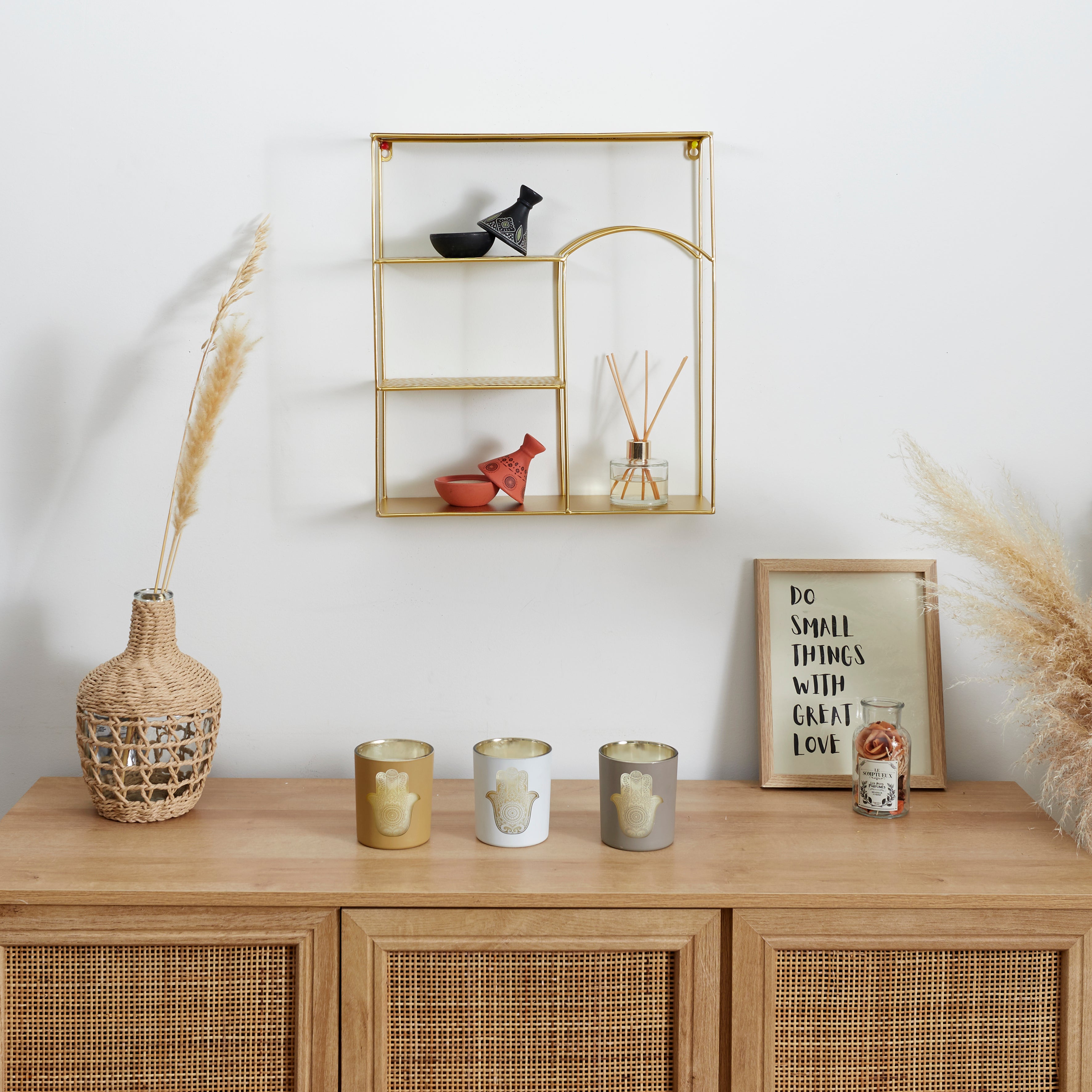 Étagère - HOME DECO FACTORY - Alia - Déco - Martelé - Jaune | Leroy Merlin