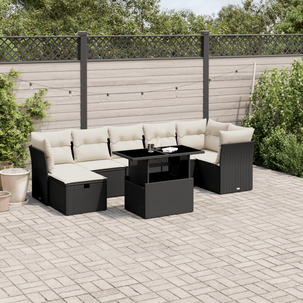 Salon de jardin 8 pcs avec coussins noir résine tressée | Leroy Merlin