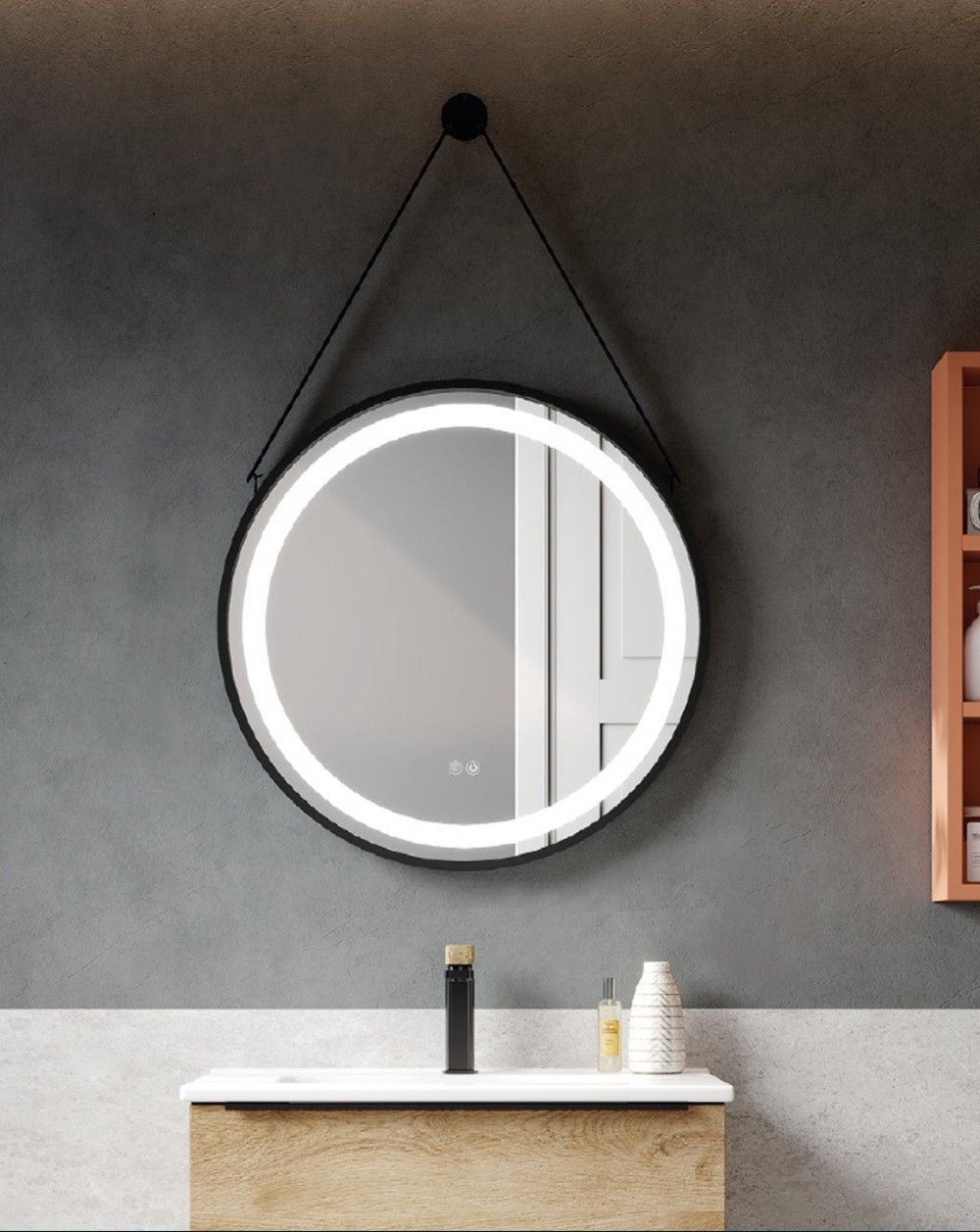 Espejo Redondo Decorativo Borde Negro 60 x 60 cm con Luz LED | Doble ... Espejo Redondo Decorativo Borde Negro 60 x 60 cm con Luz LED | Doble ...