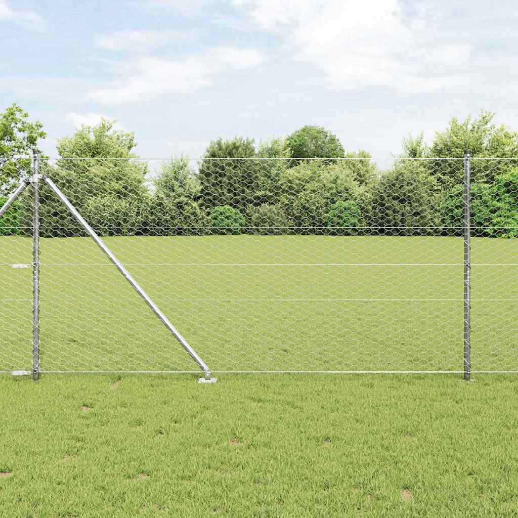 Valla hexagonal con poste 25 x 1,2 m Acero Galvanizado Plateado | Leroy ...