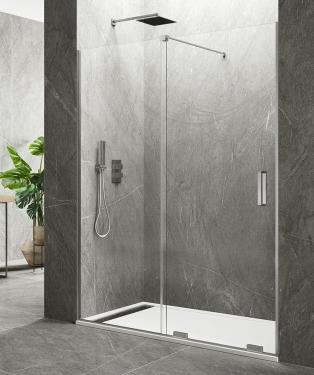 Paroi de douche KEPPA fixe + coulissant 155-160 cm | Leroy Merlin