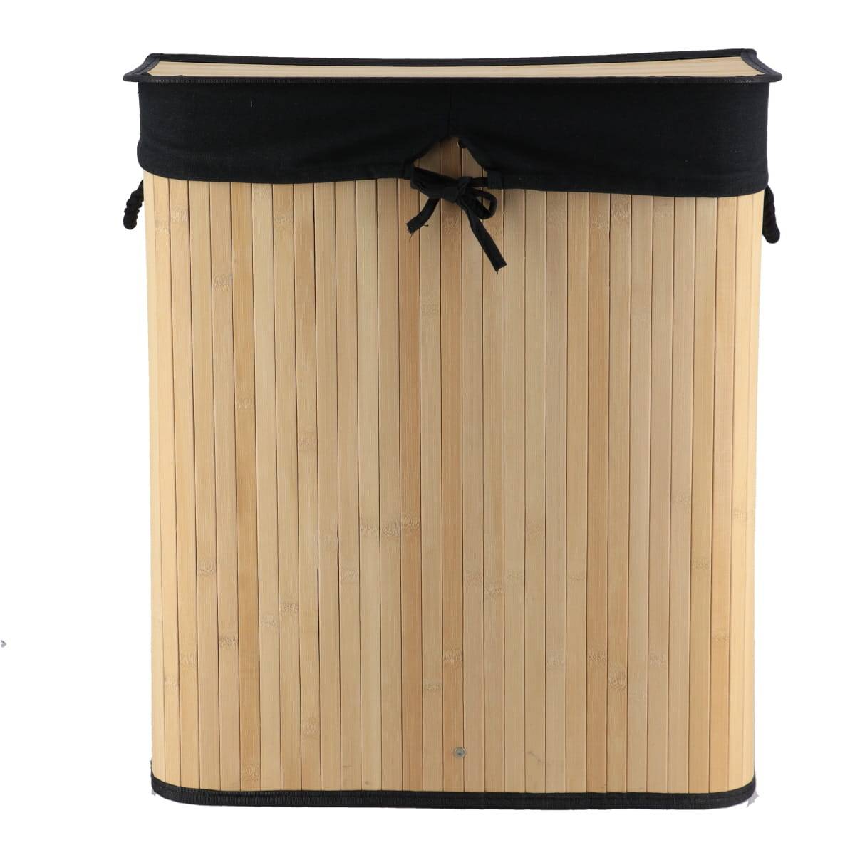 PANIERE A LINGE RECTANGULAIRE PLIABLE DOUBLE COMPARTIMENT - BAMBOU ...