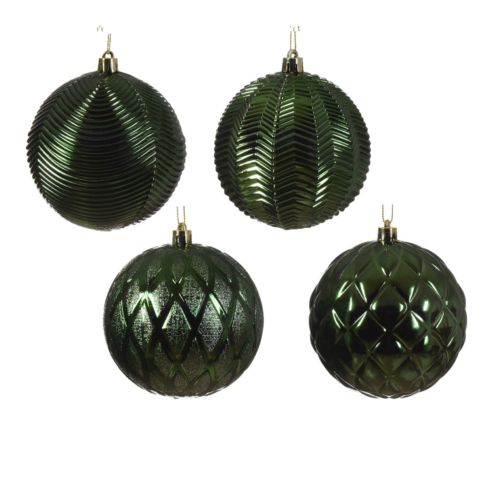 Boules de Noël en verre décorées vert pin Ø10 cm / Titre par défaut ...