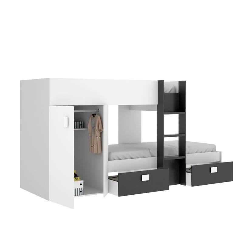 Mobelcenter - Cama Tren Groe Blanco y Grafito 271 cm x 111 cm x 150 cm ... Mobelcenter - Cama Tren Groe Blanco y Grafito 271 cm x 111 cm x 150 cm ...