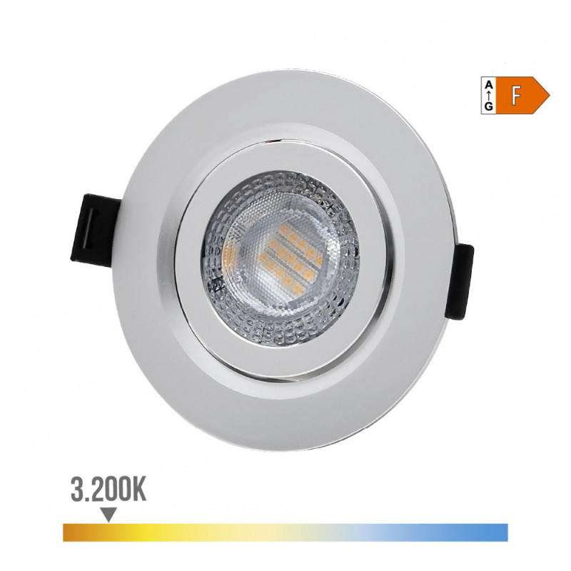 Spot Encastrable LED 9W 806lm (72W) Rond Chrome - Blanc Chaud 3200K ...