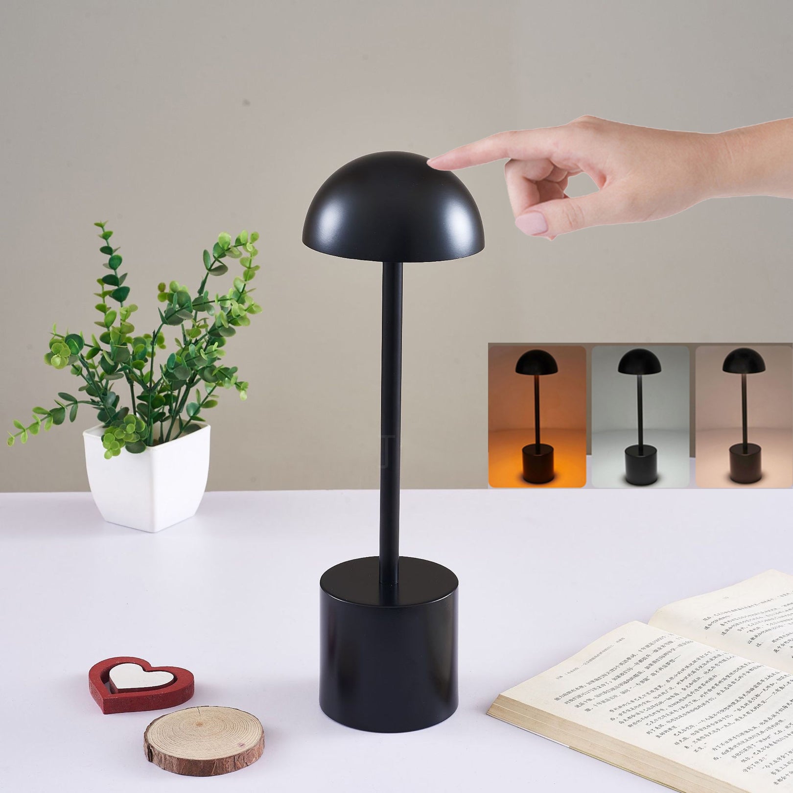 Lampe de bureau LED tactile sans fil, lampe de table LED 3 couleurs ...