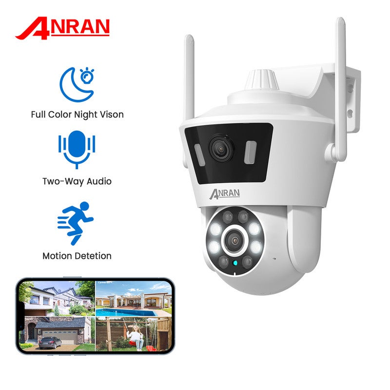 Cámara de vigilancia para exteriores ANRAN P7 con doble lente, giro de ...