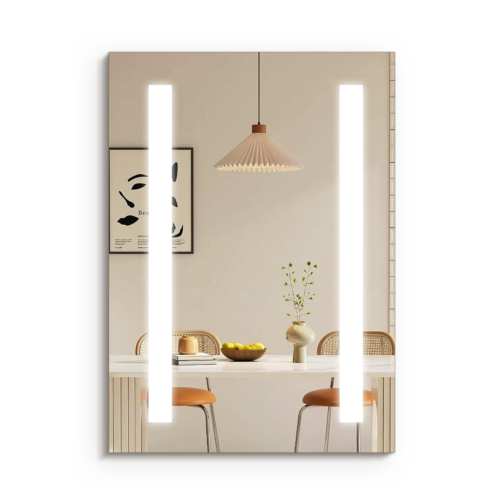 EMKE Lustro łazienkowe z oświetleniem LED 60x80cm, z 6500K, Włącznik ścienny (brak w zestawie ...