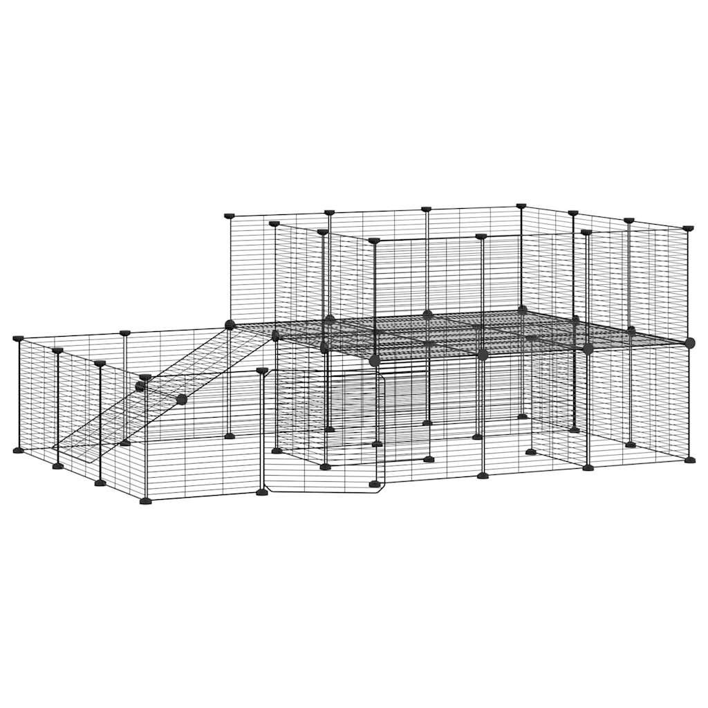Cage animaux de compagnie à 44 panneaux et porte Noir 35x35 cm CFW43992 ...