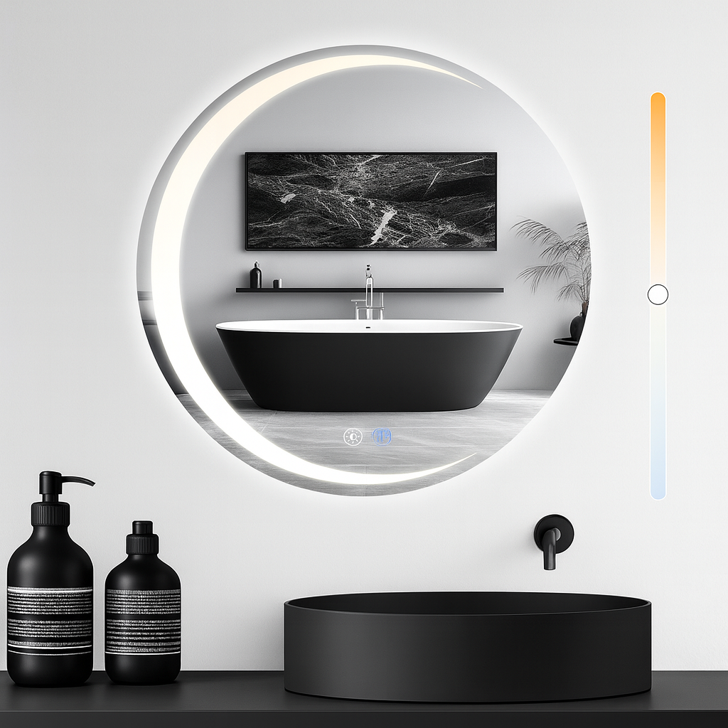 NETTLIFE Espejo de Baño Redondo 60cm con LED, Espejo Luminoso con ...