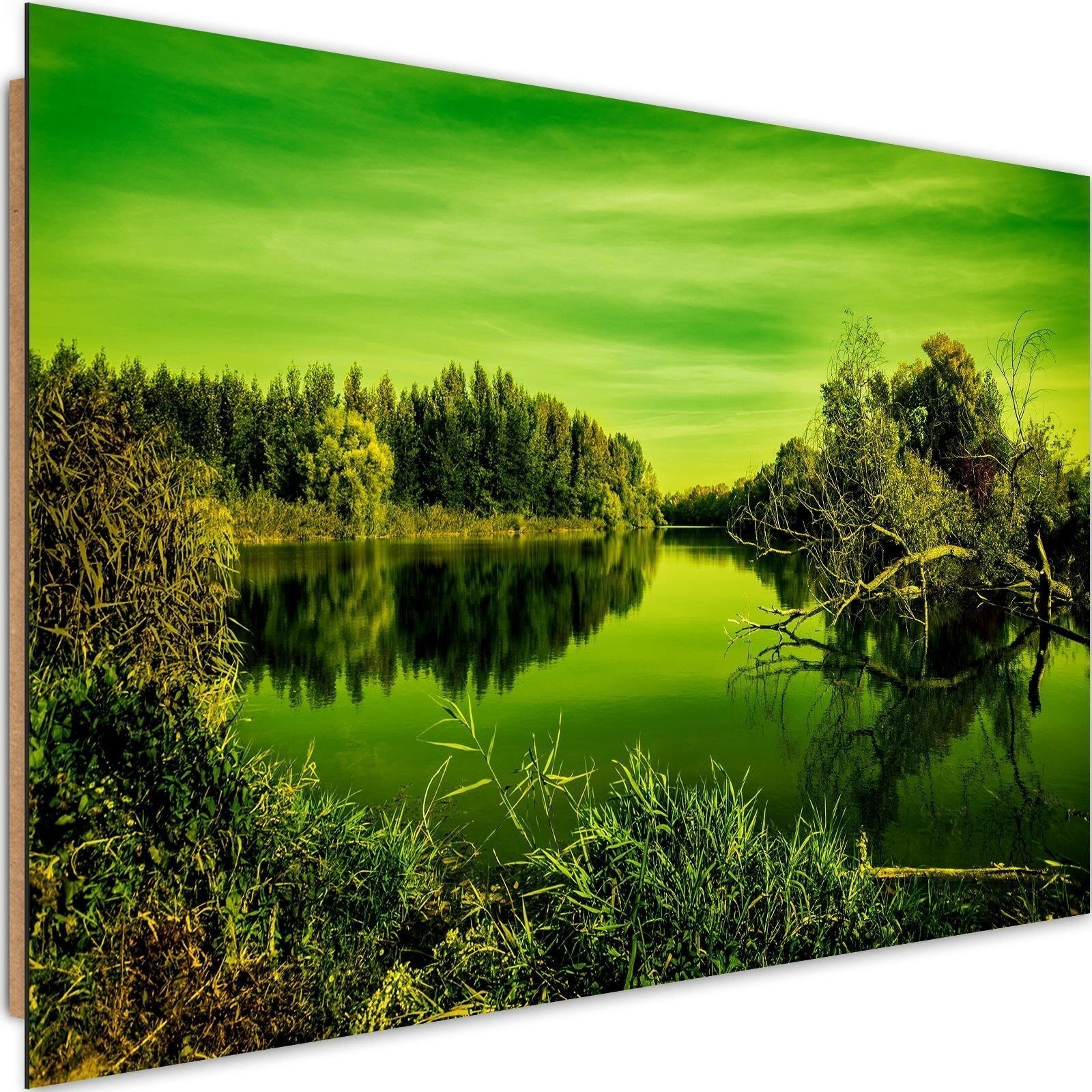 Tableau bois vue lac 4 - 90 x 60 cm | Leroy Merlin