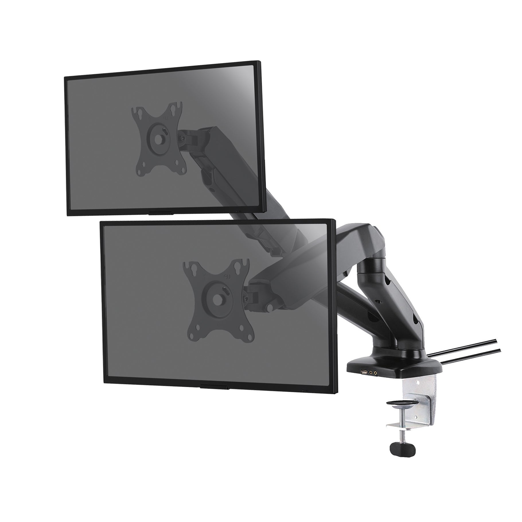 KIMEX - Support de bureau Full Motion 2 écrans PC 13"-27" USB + AUDIO ...