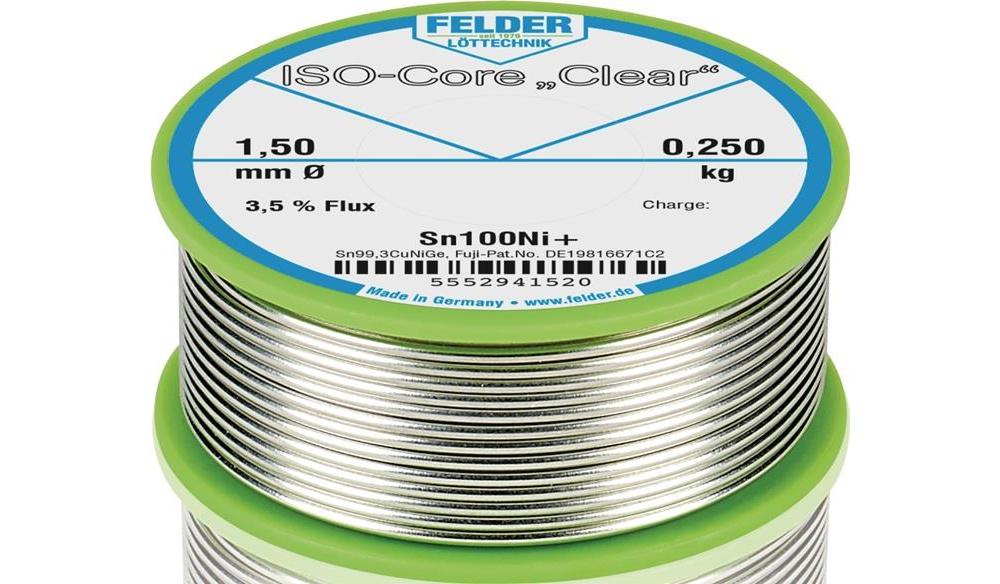 FELDER Fil d'apport de soudure ISO-Core® Clear 1,5 mm 250 g Sn100Ni ...