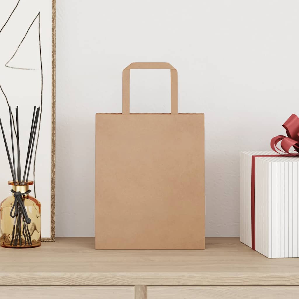 Bolsas de papel kraft con asas 250 uds marrón 18x8x22 cm v7548 18 x 8 x ...