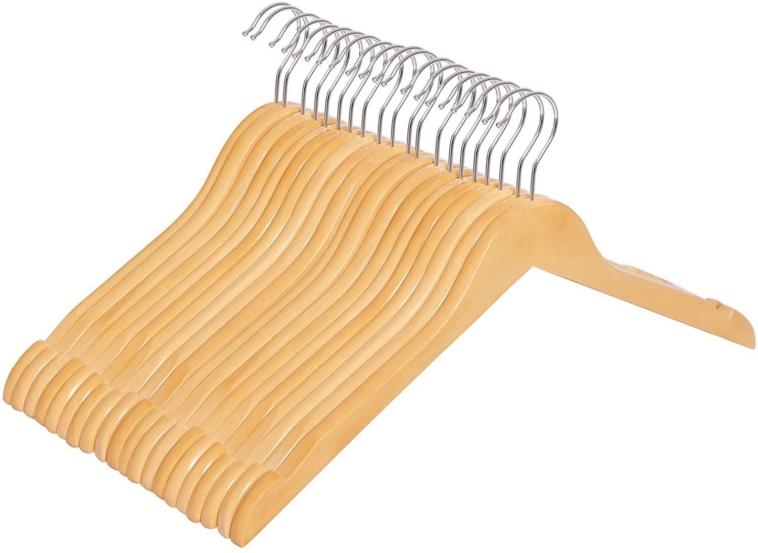 Juego de 20 perchas de madera maciza con muescas juego de 20 perchas de ...