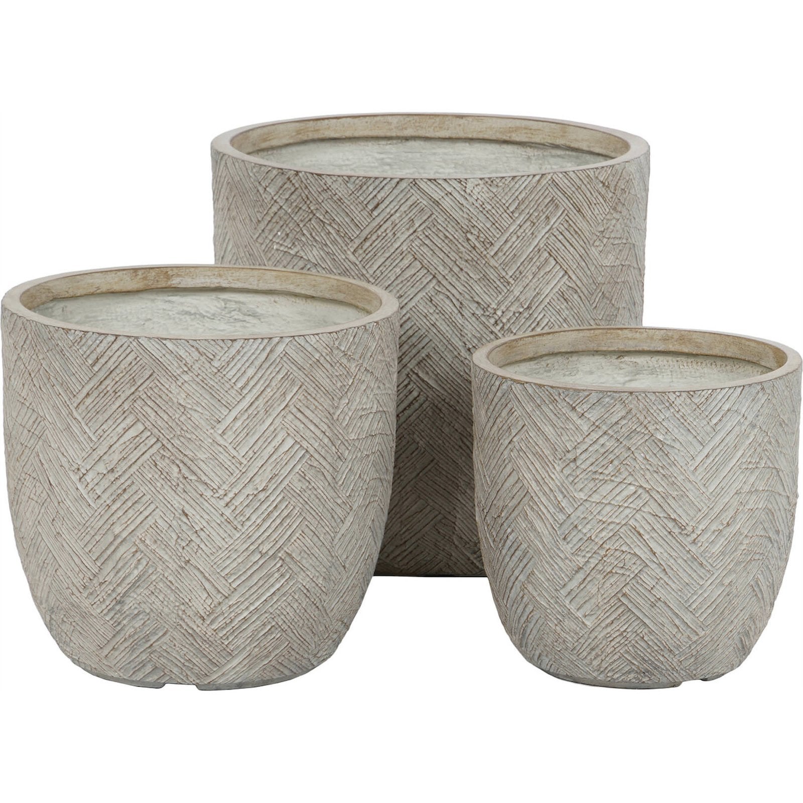 Pot design beige en fibre de verre pour terrasse et jardin moderne 44,5 ...