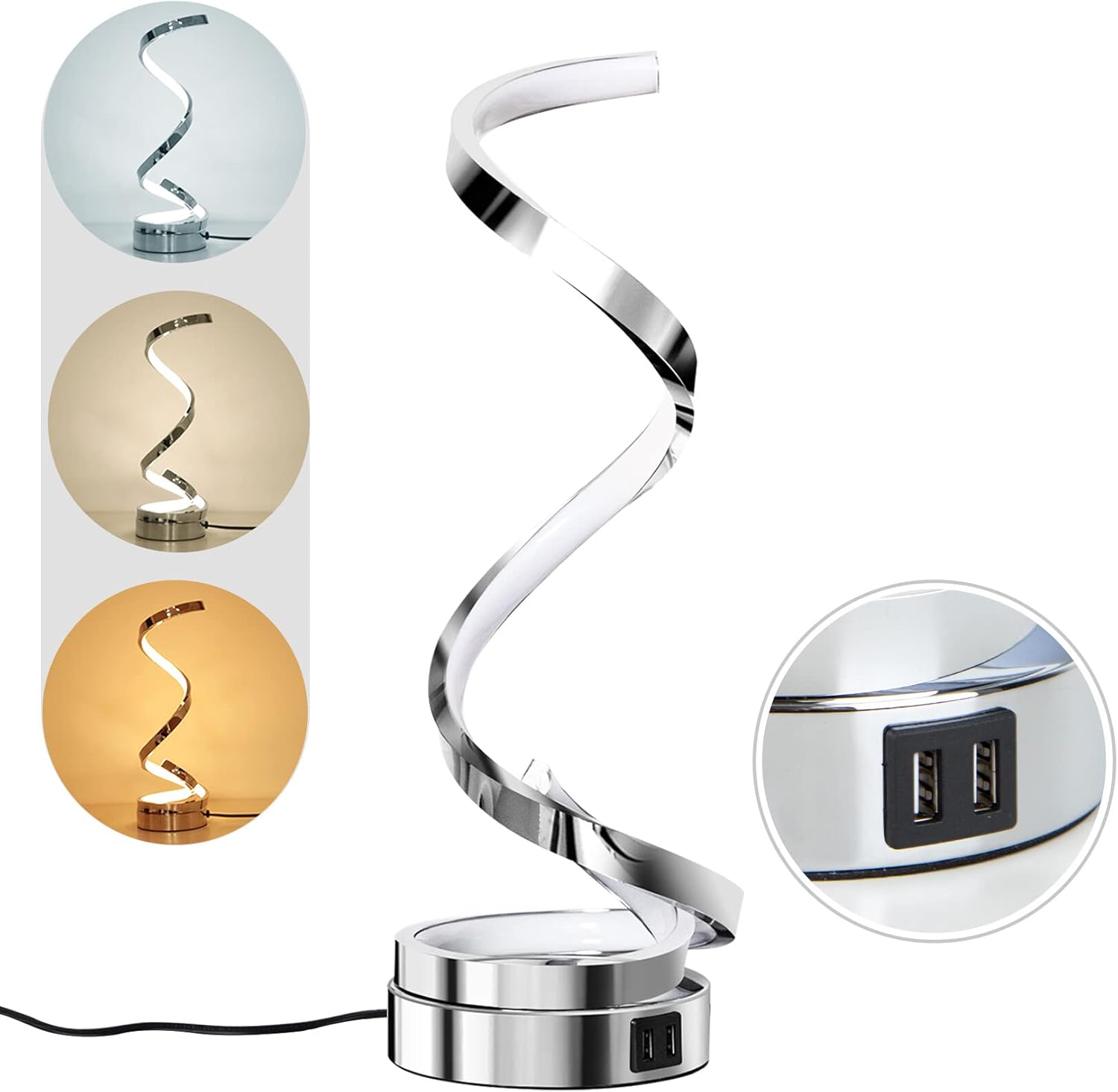 Lampe de Chevet LED 12W avec 2 Ports USB de Charge gris | Leroy Merlin