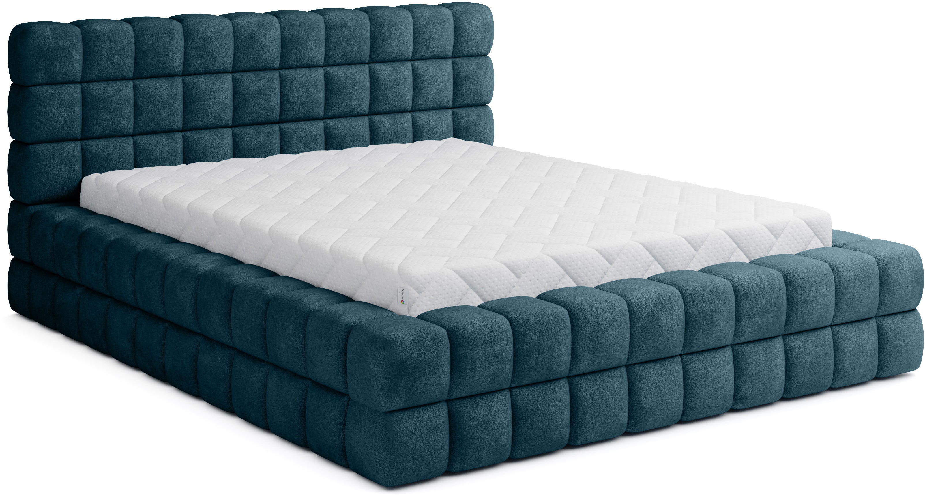 Cama con cajón Kaizer prestige – Tapizado de tela acolchado-Color Azul ...