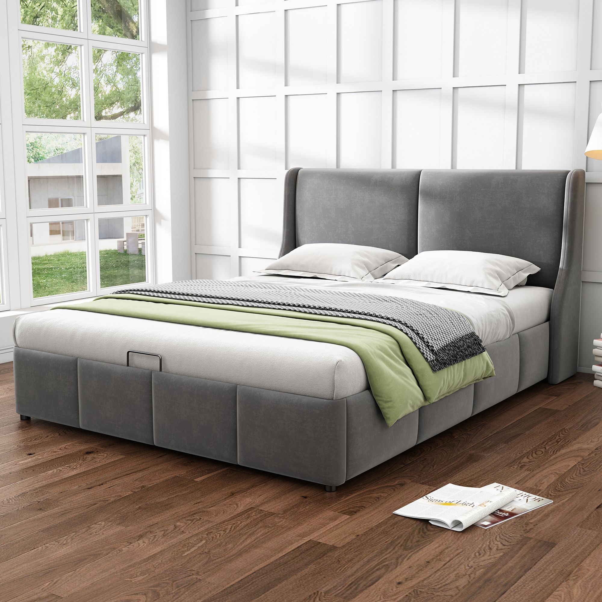 Lit coffre Lit capitonné Lit double 140 x 190 cm avec tête de lit ... Lit coffre Lit capitonné Lit double 140 x 190 cm avec tête de lit ...