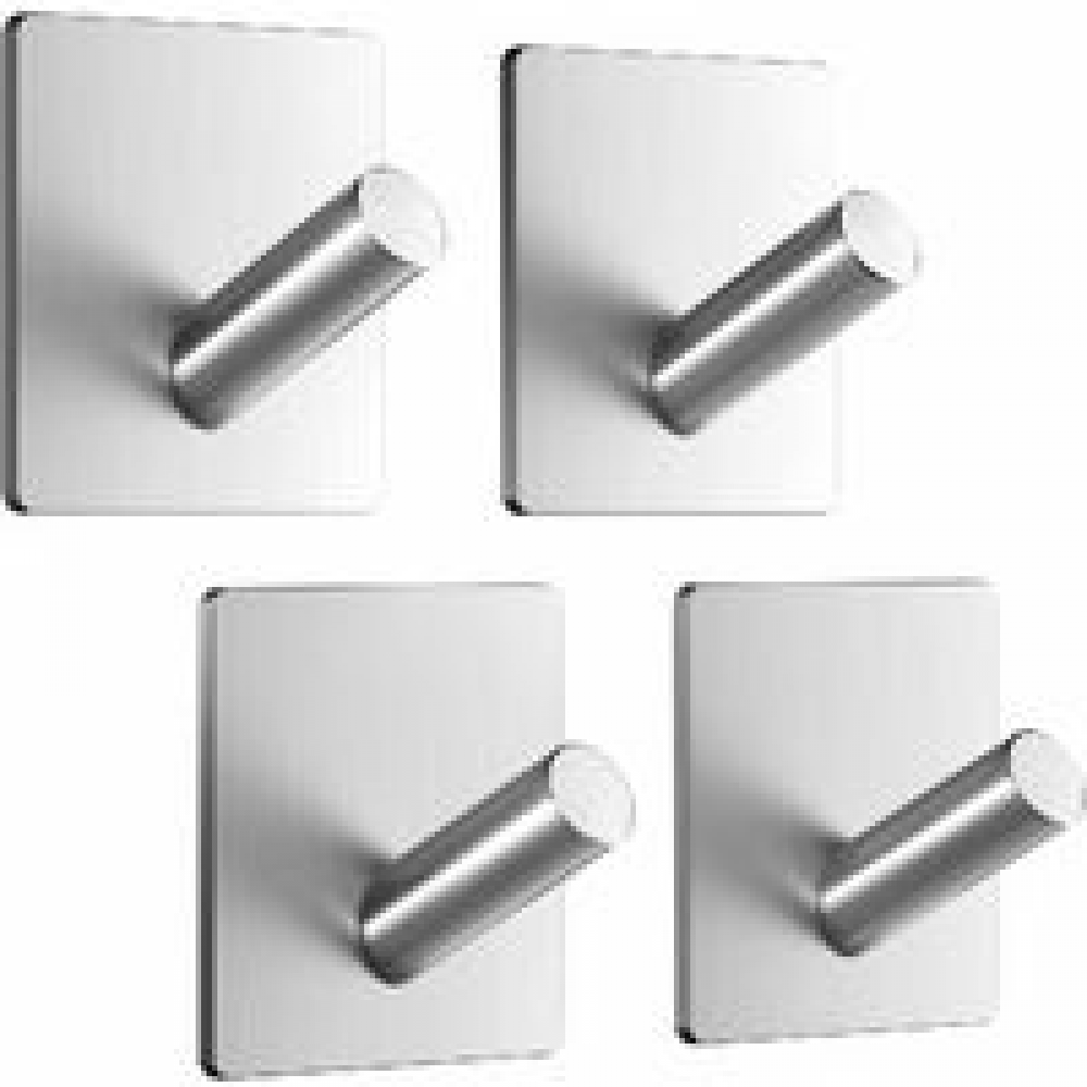 Crochet adhésif fort en acier inoxydable 4 pièces (noir) | Leroy Merlin