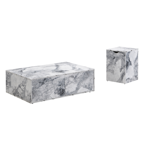 Table basse moderne modulaire en effet marbre, ensemble de 2 tables ...