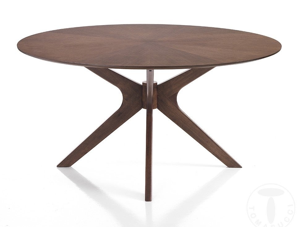 Table rond en bois massif et bois MDF noyer Tahina D 137 cm | Leroy Merlin