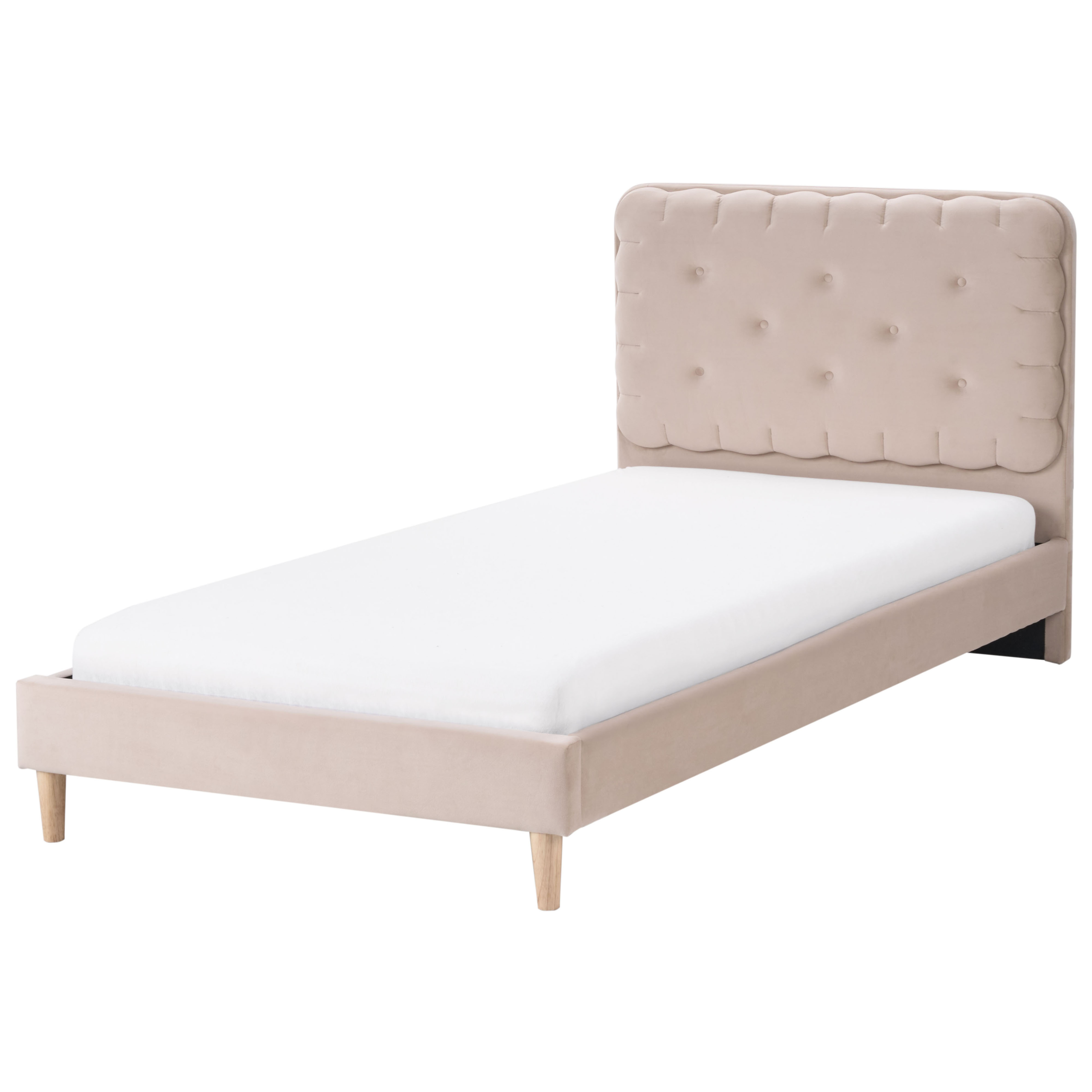 Lit avec sommier Velours CORSAINT 90 x 200 cm Beige | Leroy Merlin