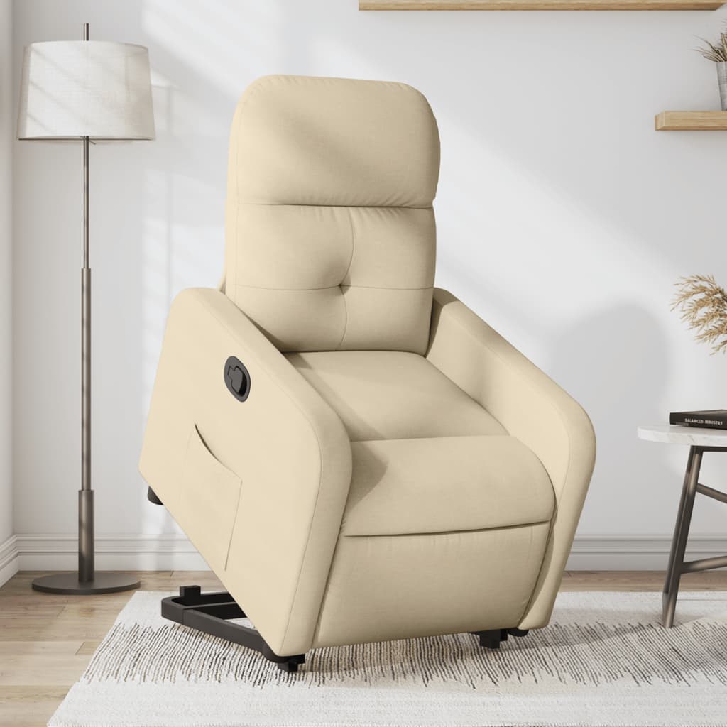 Sillón reclinable elevable de tela color crema – ComfortXL | Leroy Merlin