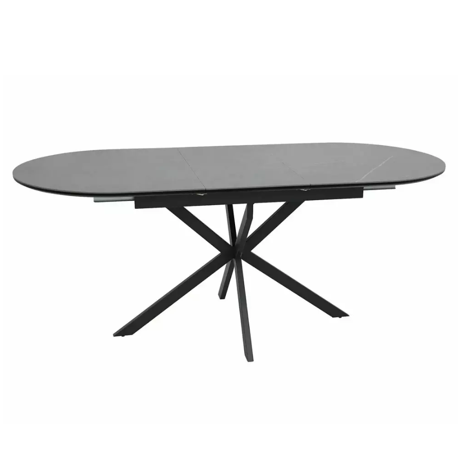 Table extensible 140-180 cm céramique grise 8 pers pied noir ovale ...