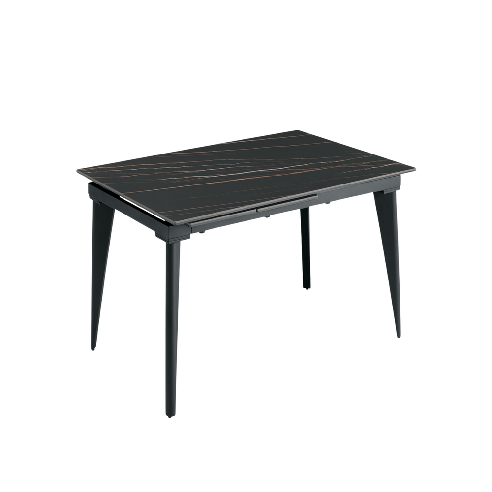 Table extensible "Augusto" en grès noir mat 120/180x80 cm 75h | Leroy ...