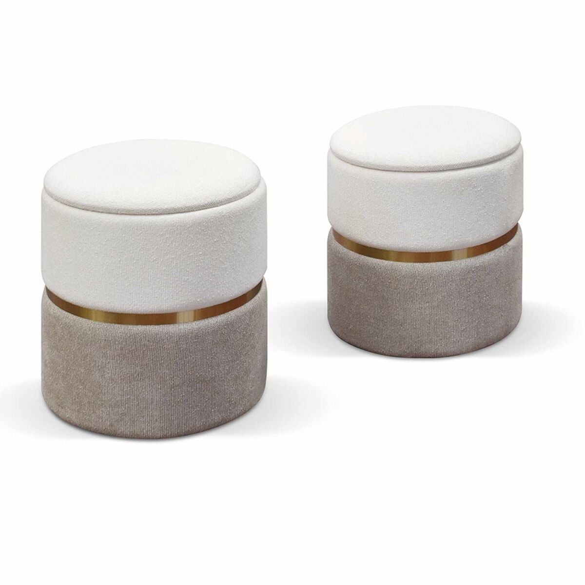 MOBILI 2G - Set 2 pouf moderni in tessuto bianco e tortora | Leroy Merlin