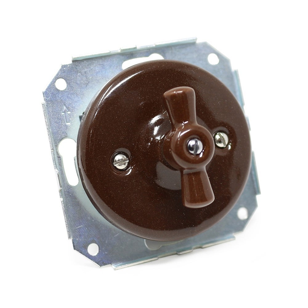 Interruptor conmutador porcelana marrón vintage sin marco, diseño ...