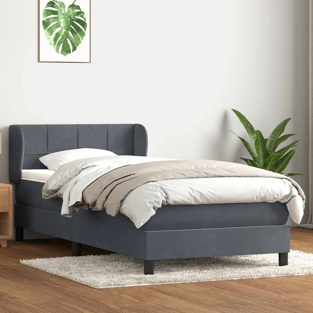 Cama box spring con colchón terciopelo gris oscuro 80x210 cm | Leroy Merlin