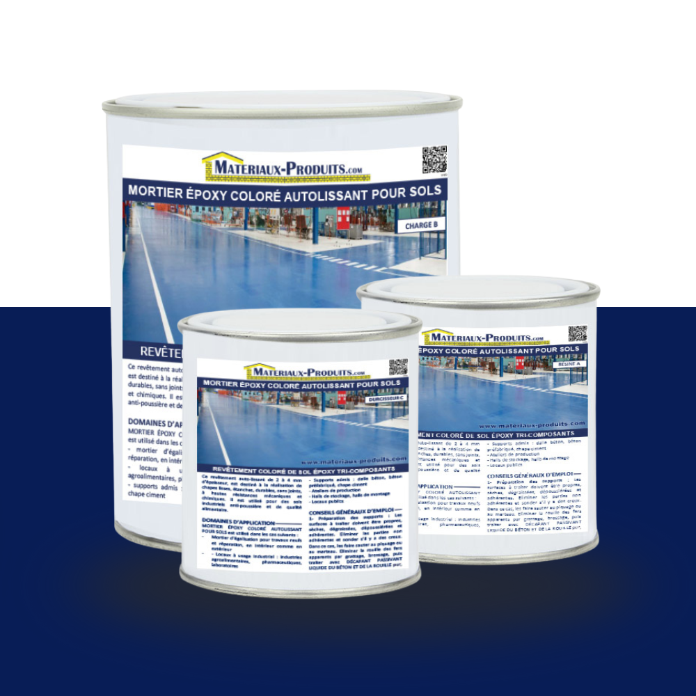 Mortier époxy coloré autolissant pour sols Kit de 10 Kg Bleu Marine RAL ...