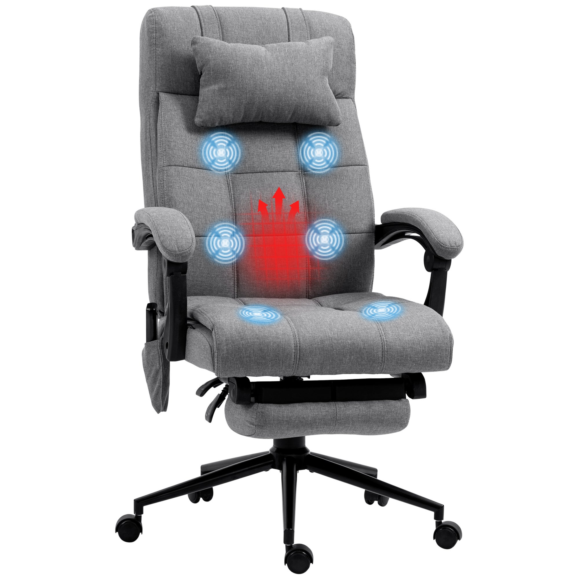 Chaise de bureau massage chaleur dossier inclinable tournant réglable ...