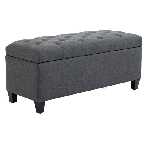 Banc rembourré avec coffre de rangement, 100 x 40 x 44 cm, gris foncé ...