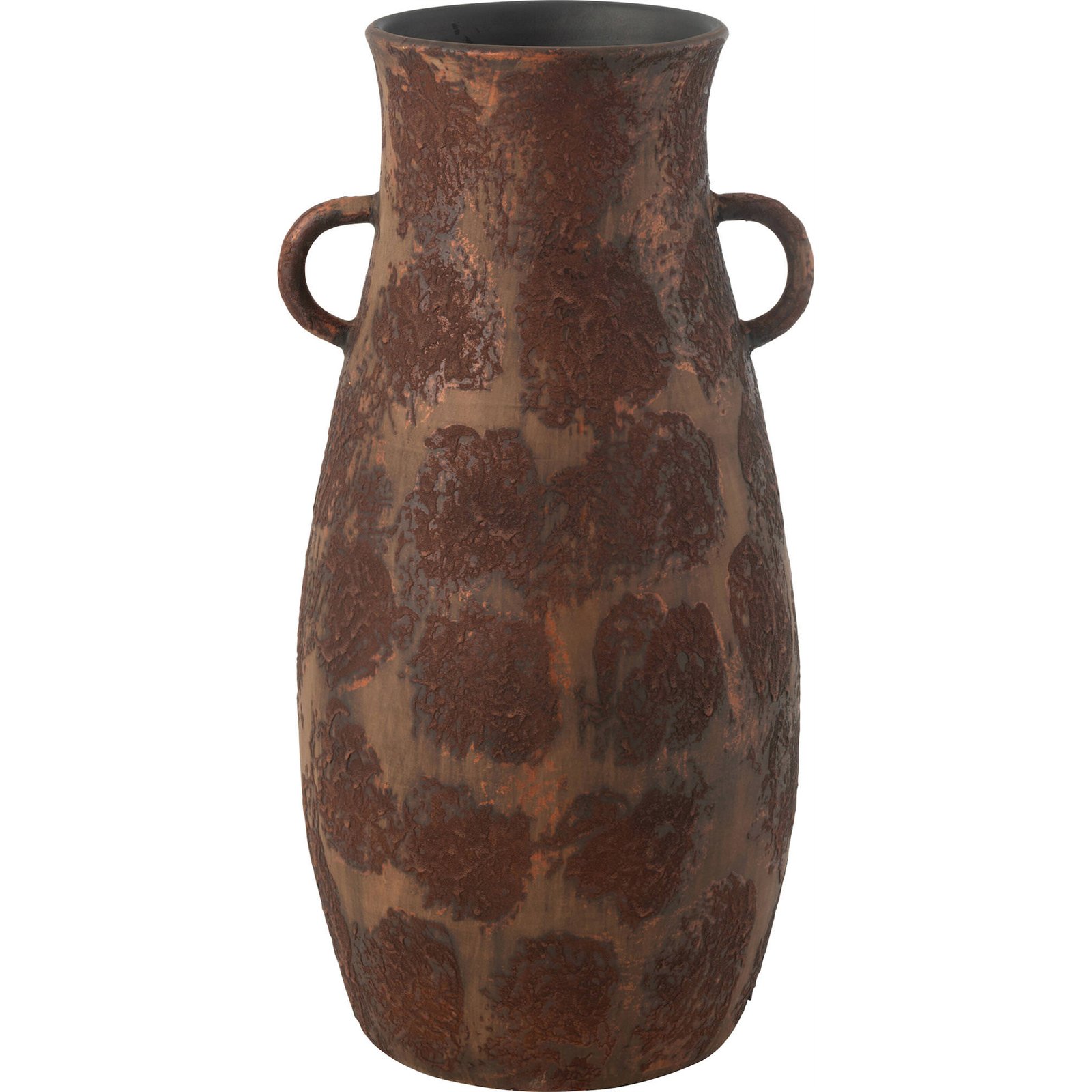 Vase amphore en terre cuite marron effet rouille élégant 36 x 36 x 70 cm Marron effet rouille ...