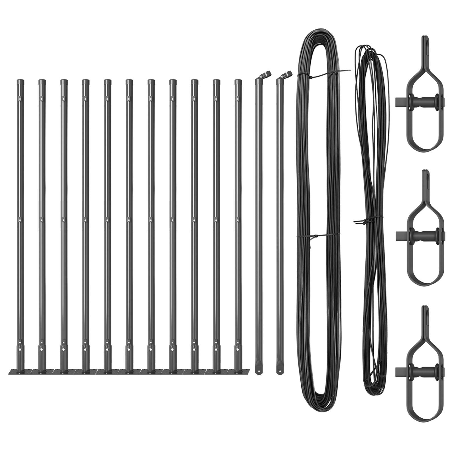 Postes de Cerca con Placas Base 13 uds Ø32mm 70cm Acero Galvanizado ...